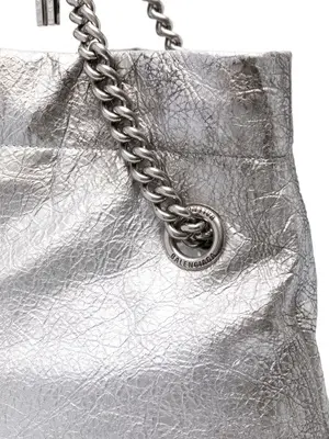 Balenciaga Crush Charm Detailed Medium Tote Bag - Silver