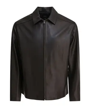 Vince Zippered Lambskin Leather Jacket - Black