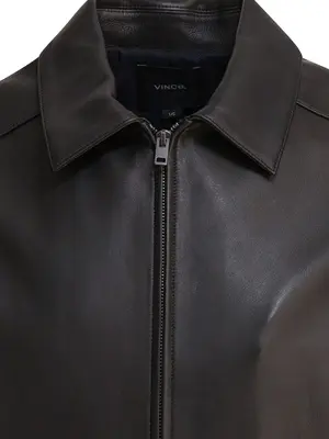 Vince Zippered Lambskin Leather Jacket - Black