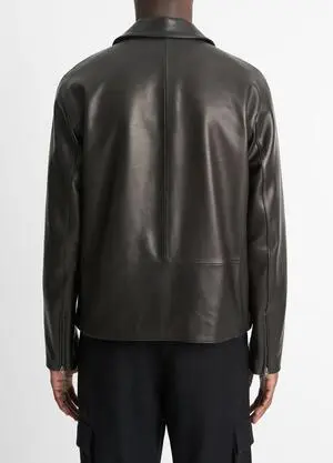 Vince Zippered Lambskin Leather Jacket - Black