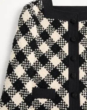 Valentino Garavani Checkerboard Button-up Tweed Jacket - Black