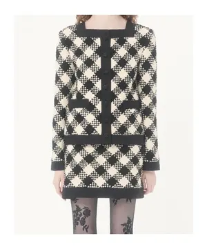 Valentino Garavani Checkerboard Button-up Tweed Jacket - Black