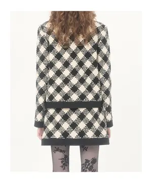 Valentino Garavani Checkerboard Button-up Tweed Jacket - Black