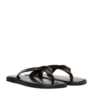 Auralee Square Toe Open Toe Flip Flops