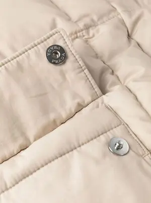 Prada Hooded Down Coat With Fur Trim