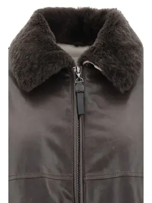 Brunello Cucinelli Shearling Collar Zip-up Jacket - No