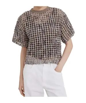 Brunello Cucinelli Textured Short-sleeve Knit Top