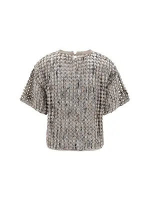 Brunello Cucinelli Short Sleeve Knit Top