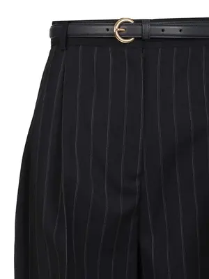 Max Mara Pinstriped Bermuda Shorts With Belt - Black