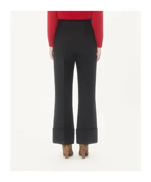 Valentino Garavani Wide Leg Trousers With Logo Plaque Detail - Black