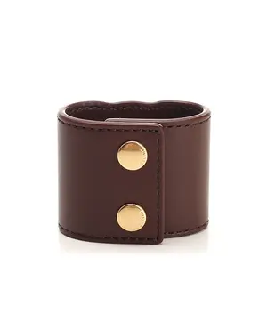 Celine Triomphe Hair Cuff In Calfskin And Brass With Gold Finish - Red
