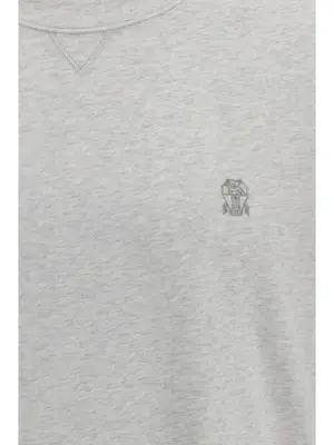 Brunello Cucinelli Logo Embroidered Layered T-shirt - White