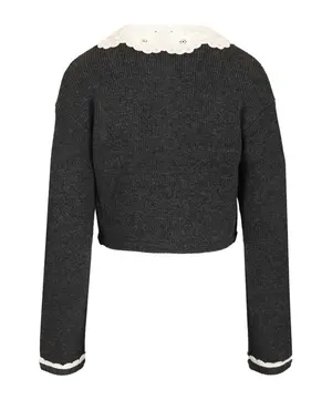 SELF-PORTRAIT Lace Collar Button Cardigan