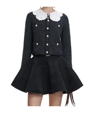 SELF-PORTRAIT Lace Collar Button Cardigan