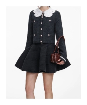 SELF-PORTRAIT Lace Collar Button Cardigan