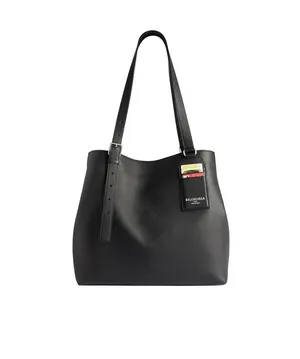 Balenciaga Leather Credit Tote Bag - Black