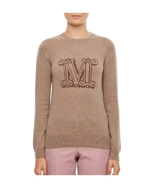 Max Mara Crewneck Long-sleeved Jumper With Front Logo Jacquard