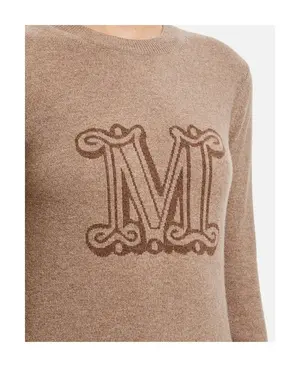Max Mara Crewneck Long-sleeved Jumper With Front Logo Jacquard