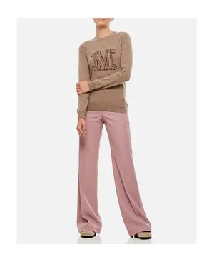 Max Mara Crewneck Long-sleeved Jumper With Front Logo Jacquard
