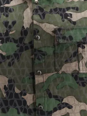 Valentino Garavani Camouflage Motif Buttoned Jacket - Black