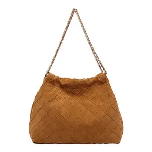 Tory Burch Quilted Suede Shoulder Bag - Brown