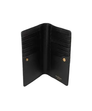 FERRAGAMO Gancini Logo Plaque Continental Wallet - Black