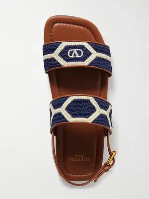 Valentino Garavani Logo Embroidered Buckled Sandals
