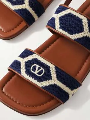 Valentino Garavani Logo Embroidered Buckled Sandals