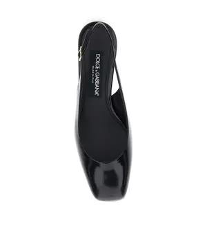Dolce & Gabbana Square Toe Slingback Pumps With Adjustable Strap - Black