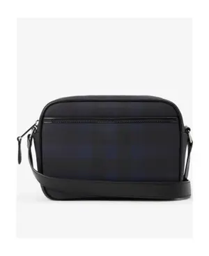 Burberry Paddy Logo Plaque Checked Messenger Bag - Blue