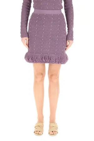Bottega Veneta Knitted Mini Skirt With Tassel Hem