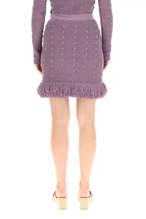 Bottega Veneta Knitted Mini Skirt With Tassel Hem