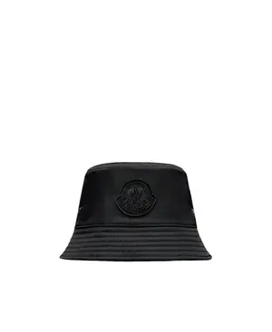 Moncler Satin Bucket Hat With Crystal Inlaid Logo