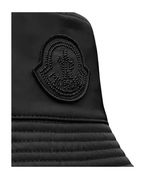 Moncler Satin Bucket Hat With Crystal Inlaid Logo