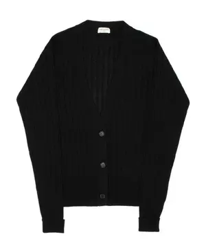 Saint Laurent V-neck Knitted Cardigan With Logo Detail
