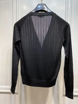 Saint Laurent V-neck Knitted Cardigan With Logo Detail