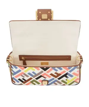 Fendi Baguette Ff Embroidered Shoulder Bag - Multicolor