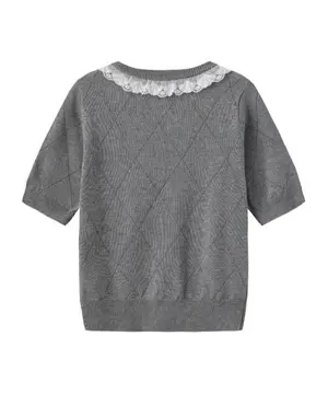 Marissa Chiara Short Sleeve Crew Neck Sweater - Grey