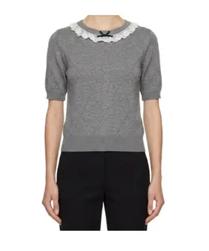 Marissa Chiara Short Sleeve Crew Neck Sweater - Grey