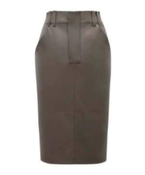 Saint Laurent High Waist Pencil Skirt With Belted Waist - Gray