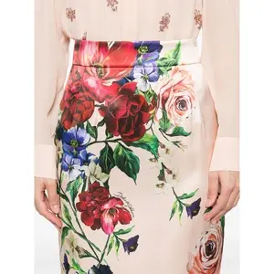 Dolce & Gabbana Floral Print Midi Skirt - Nude