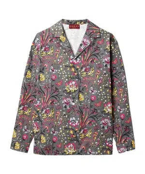 Gucci Punk Floral-print Cotton Shirt - Gray And/or Pink