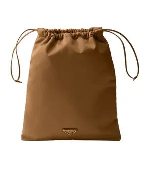 Prada Re-nylon Satin Pouch With Leather Lace