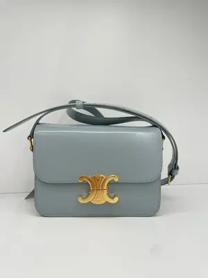 Celine Teen Triomphe Bag In Shiny Calfskin - Blue