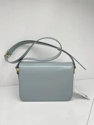 Celine Teen Triomphe Bag In Shiny Calfskin - Blue