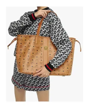 Mcm Liz Logo Plaque Top Handle Bag