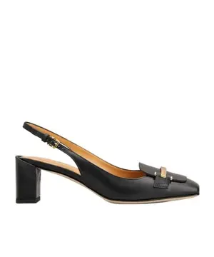 TOD'S Logo Engraved Slingback Pumps With Thick Heel