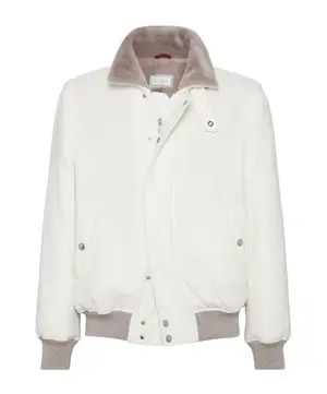 Brunello Cucinelli Aviator Jacket With Fur Trim