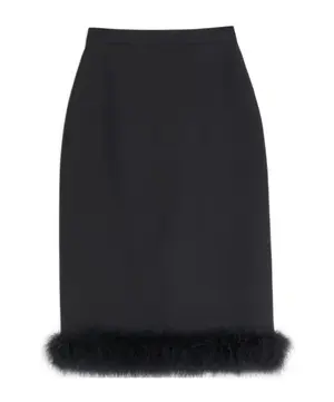 Valentino Garavani Crepe Couture Skirt With Feather Trim