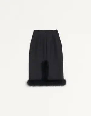 Valentino Garavani Crepe Couture Skirt With Feather Trim
